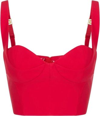 Elisabetta Franchi Top aus technischem Gewebe - - Tops - Damen - Rot - S