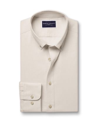 CHARLES TYRWHITT Twill-Hemd aus geb&uuml;rsteter Baumwolle - Cremefarben