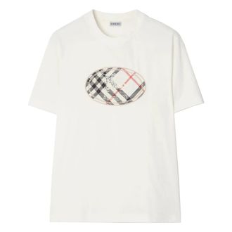 Burberry Check Knight Stamp Baumwoll-T-Shirt - - Tops - Herren - Wei&szlig; - 2XL