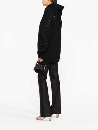 Jean Paul Gaultier Logo-Embroidered Cotton Hoodie - Black