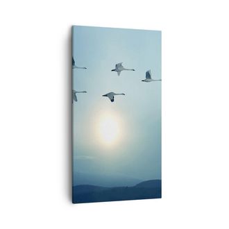 Arttor Bilder auf Leinwand Storch Vogel Natur Leinwandbild mit Rahmen 45x80cm Wandbilder Dekoration Wohnzimmer Schlafzimmer K&uuml;che Deko Klein Wanddeko Bild Wa