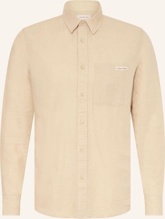 Calvin Klein Jeans Hemd Regular Fit Mit Leinen beige