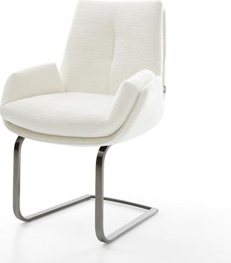 DELIFE Freischwinger Clea-Flex Boucl&eacute; Soft Beige Freischwinger flach Graphit, Esszimmerst&uuml;hle