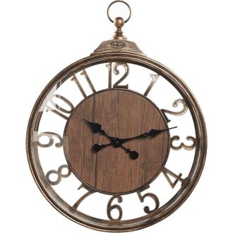 Beliani Beliani - Horloge Murale Traditionnelle &agrave; Chiffres Arabes Marron D&eacute;coration de Maison Alcoba