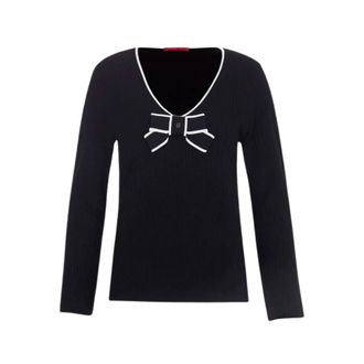 Carolina Herrera Gerippter- strukturierter- figurbetonter Pullover mit Schleifendetail - - Knitwear - Damen - Schwarzk - S
