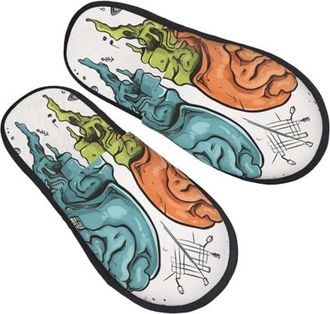 Generic Pantoufles Unisexes Fonctions Du Cerveau Gauche Et Droit Chaussons DIntérieur Antidérapantes Adultes Pantoufles À La Maison, Pour Fête, Mariage, Homme