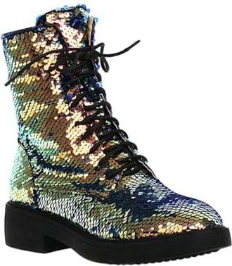 Generic JJDFW Automne Hiver Court Peluche Chaud Femmes Bottines Talon Bas Fermeture &agrave; Glissi&egrave;re Casual Chaussures D&eacute;coloration Tissu Paillettes Multicolore, V