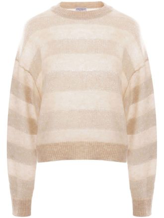 Brunello Cucinelli Gestreifter Pullover mit Pailletten - Nude