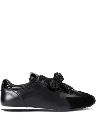 Kurt Geiger baskets Islington Bow en cuir - Noir