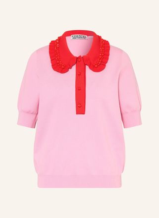 Essentiel Strick-Poloshirt Jewelry Mit Schmucksteinen Und R&uuml;schen pink
