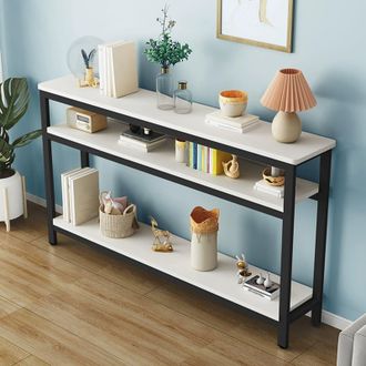 Generic Sofatisch, Konsolentisch Mit Verst&auml;Rkten Beinen Aus Kohlenstoffstahl, Dreistufiger Ablage, Abgerundete Ecken for Notizb&uuml;Cher Und Schreibwaren