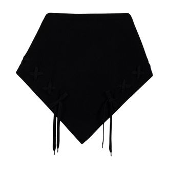 Simone Rocha Womens Merino Lace Up Neckerchief Scarf Wool Black Accessories