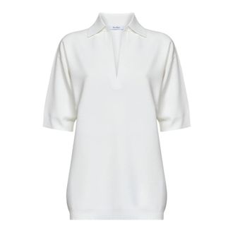 Max Mara Langer Viskose-Crepe-Pullover - - Knitwear - Damen - Wei&szlig; - XS