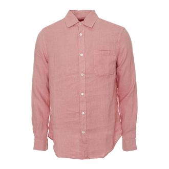 Portuguese Flannel Leinenhemd Kentkragen Knopfleiste Brusttasche - - Shirts - Herren - Rosa - XL