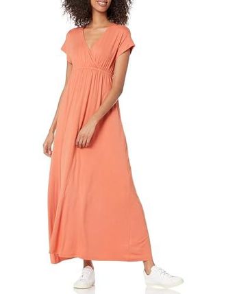 Amazon Essentials Robe Longue cintr&eacute;e (Disponible en Grande Taille) Femme, Orange Rouille, S