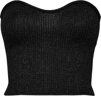 Simona Corsellini Femme, Tops, Noir, Taille: 40 FR Top cropped en maille c&ocirc;tel&eacute;e lurex