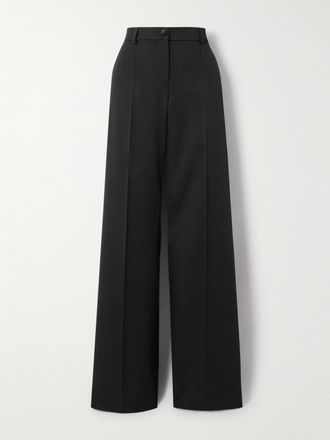 Dolce & Gabbana Hose Mit Weitem Bein Aus Twill Aus Einer Wollmischung - Schwarz