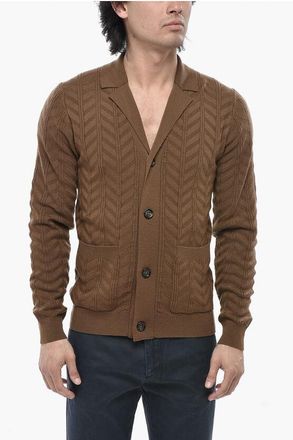 Paolo Pecora Virgin Wool Cardigan With Chevron Pattern size M