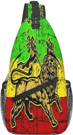 Generic Drapeau Jama&iuml;cain Reggae Judah Lion Sac Poitrine D&eacute;contract&eacute; Sacs &Agrave; Dos Multifonctionnel Sac &Agrave; Dos Bandouli&egrave;re Pour Camping Homme Quotidien