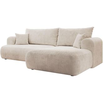 Selsey Selsey Ovo Cord - Ecksofa Schlaffunktion, Bettkasten, Cordstoff, rechts, Hellbeige