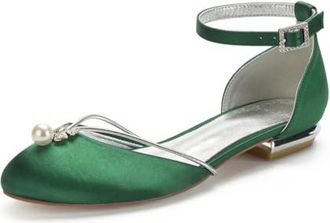 Generic Plate Mariee Chaussure A Talon Bas Mariée Mariage Chaussures À Talon Plates Escarpin Femme Robe De Soirée Confortable Plates 2Cm,Dark Green,40 EU