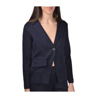Gran Sasso Femme, Vestes, Bleu, Taille: 38 FR Veste &agrave; un Bouton avec Revers Crant&eacute;s