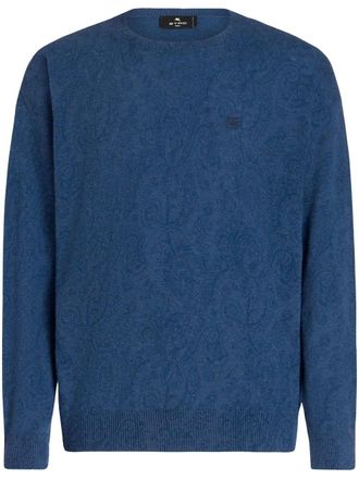 Etro pull en laine à logo brodé - Bleu