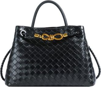 Generic Sacs &agrave; main en cuir souple pour femme, sacs &agrave; bandouli&egrave;re &agrave; la mode, sacs &agrave; bandouli&egrave;re tiss&eacute;s avec poign&eacute;e sup&eacute;rieure, Noir, 1