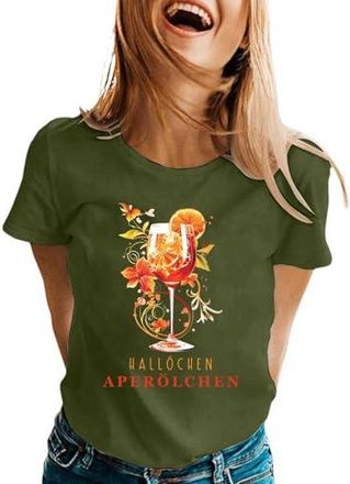 Generic Costume Aperol pour femme - T-shirt en coton Aperol Spritz - T-shirt &agrave; manches courtes - Col rond - T-shirt d&eacute;t&eacute; amusant - Pour cocktail, f&ecirc;te, &eacute;v&eacute;nem