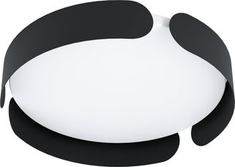 Eglo LED Deckenleuchte Valcasotto, 1 flammige Deckenlampe minimalistisch, Wohnzimmerlampe aus Metall in Schwarz, Kunststoff in Weiß, LED Schlafzimmerlampe 