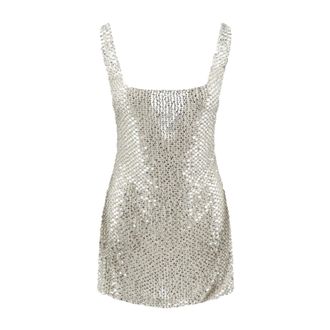 Retrof&ecirc;te Mini Robe &agrave; Sequins et Strass - Femme - Robes - Blanc - Taille: 40 FR