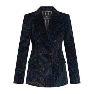 Etro Femme, Vestes, Bleu, Taille: 36 FR Blazer en velours côtelé avec motif décoratif