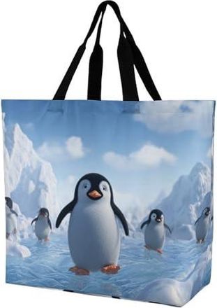 Generic Pingouins Antarctique Sac A Main Femme Pliable Sacs De Courses R&eacute;utilisable Sac &Agrave; Bandouli&egrave;re Pour Universit&eacute; Quotidienne Gym