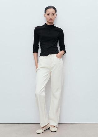 Mango T-shirt c&ocirc;tel&eacute; bords festonn&eacute;s noir - Femme - S - MANGO