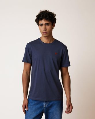 Faguo T-shirt marine gris&eacute; coton recycl&eacute;