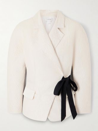 Lanvin Jacke Aus Strukturiertem Satin Zum Binden - Creme
