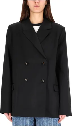 Ganni Femme, Vestes, Noir, Taille: 38 FR Blazer Oversize Crois&eacute;