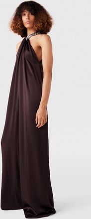 Stella McCartney Chain Halterneck Satin Jumpsuit, Woman, Chocolate brown, Size: 40