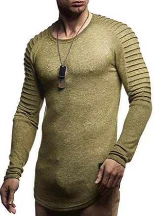 LEIF NELSON LEIF Nelson Pull à col rond basique pour homme - Manches longues - Pull fin - Sweat-shirt à manches longues - Col rond - Sweat à capuche - T-shirt à m