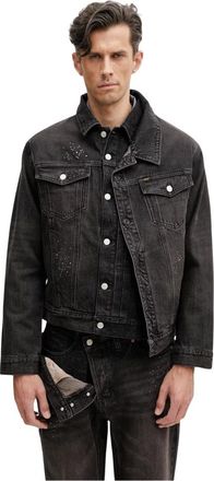 Andersson Bell Homme, Vestes, Noir, Taille: XL Veste en jean asym&eacute;trique &agrave; perles superpos&eacute;es