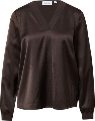 Comma Langarmbluse Bluse Satinbluse mit V-Ausschnitt und feinen Rippdetails