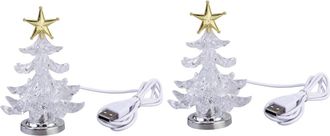 DOITOOL 2stücke Usb Weihnachtsbaum Tischlampe Bunt Leuchtend Acryl Nachtlicht Schlafzimmer Deko Led Kreative Beleuchtung Für Party Geschenk