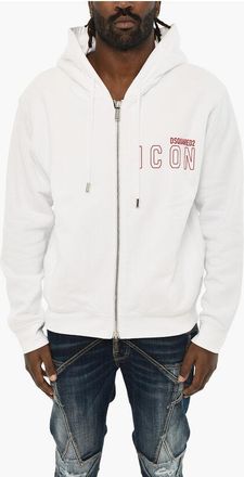 Dsquared2 ICON Fleeced-Cotton Hoodie with Zip Closure size Xl