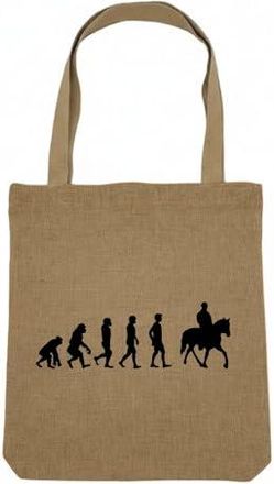 Fabulous Sac Shopping Tote Bag Aspect Lin - Evolution Cavalier Cheval &Eacute;quitation Poney - Sac de Courses Toile Epaisse 360g Beige Naturel Cabas Port&eacute; Epaule Sol