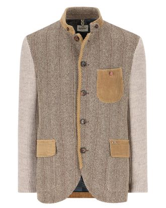 Luis Trenker Janker mit Strickakzenten und Fischgrät-Muster in