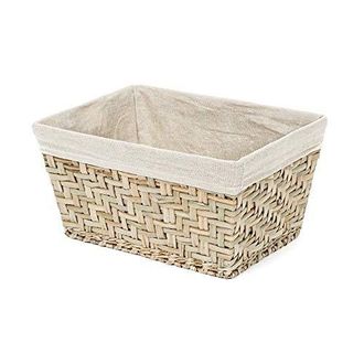 Compactor Aufbewahrungskorb aus Seegras mit Stofffutter, rechteckig, Größe M, 38,5 x 28,5 x 20,5 cm, natur - FIESTA