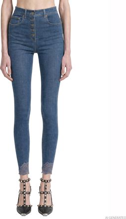 Valentino Denim and Lace Trousers