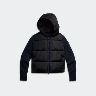 Canada Goose HyBridge Strick-Kapuzenjacke mit breiter Steppung und Tonal Disc (Weiblich, Nocturne, XL)
