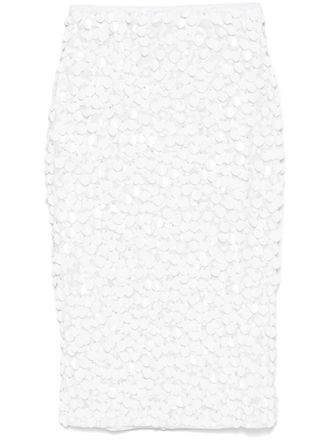 P.A.R.O.S.H. jupe ornée de sequins à coupe mi-longue - Blanc