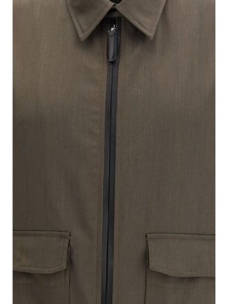 Brioni Wool Shirt Collar Jacket - Khaki